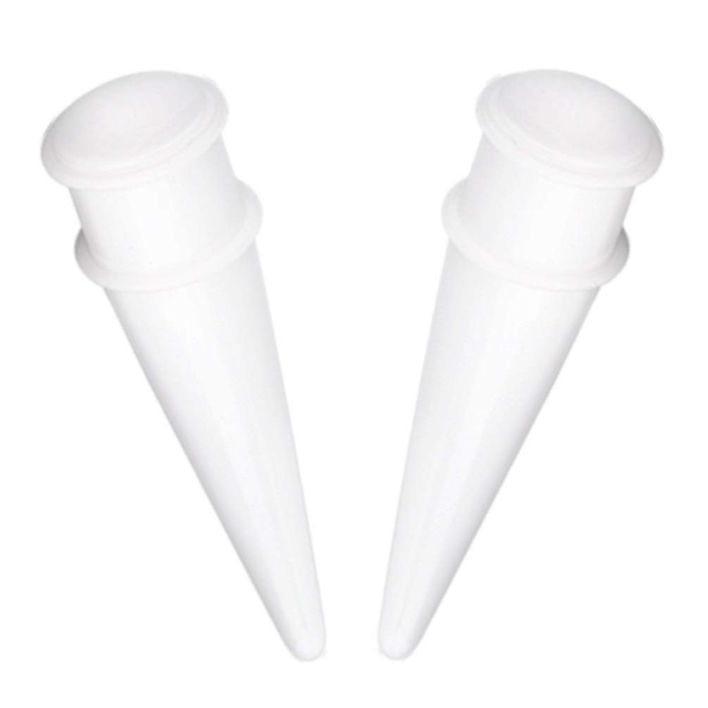 BODY DAZZ Pair of Large Gauge(11mm-25mm) White Acrylic Ear Stretching Tapers (1/2 Inch (12.5mm))
