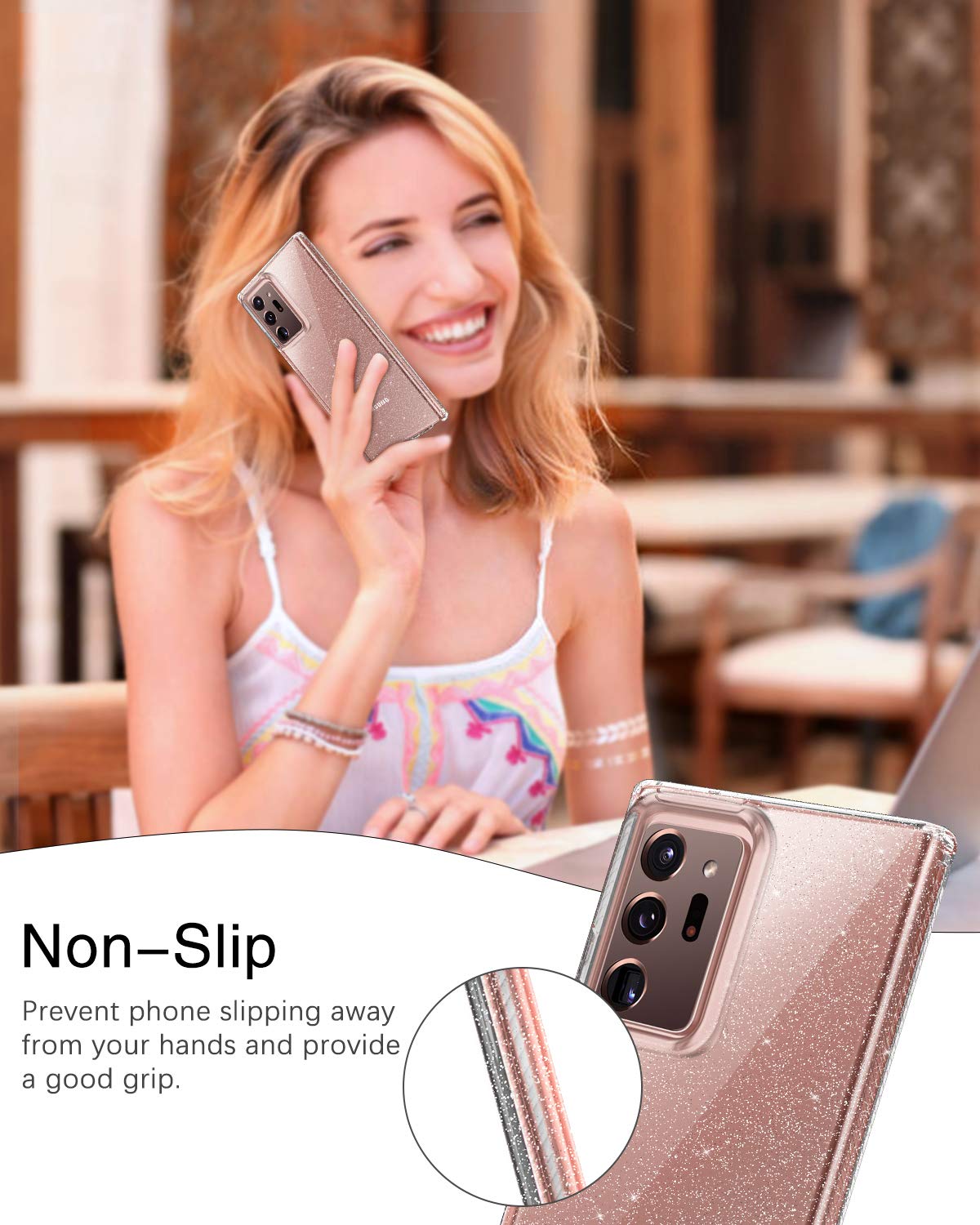 BENTOBEN Note 20 Ultra Case, Clear Glitter Bling Sparkly Slim Soft TPU Rugged Shockproof Protective Bumper Phone Case Cover for Samsung Galaxy Note 20 Ultra 6.9" 5G,Clear Glitter