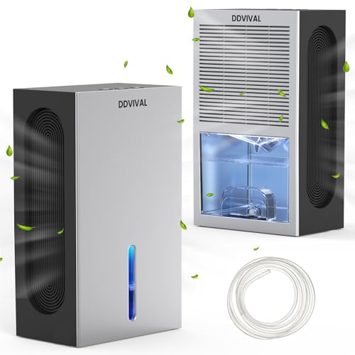 Dehumidifier, 86OZ （1000 Sq.ft）Dehumidifiers for Home Basements,Dehumidifier with Drain Hose and 2 Working Modes, 7 Color LED Light Portable Small Dehumidifiers for Bedroom Room Bathroom Closet RV