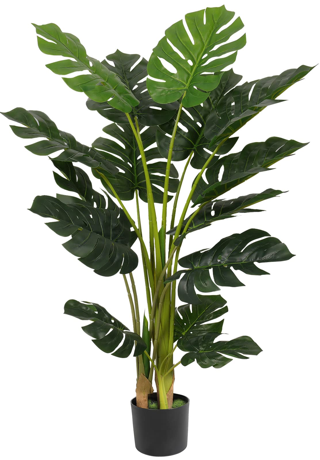VIAGDO Artificial Monstera Deliciosa Plant 43in Tall 11 Decorative Split Leaves Plant Faux Swiss Cheese Plant Fake Tropical Monstera Palm Tree for Home Office Living Room Garden Floor Decor, 2Pack