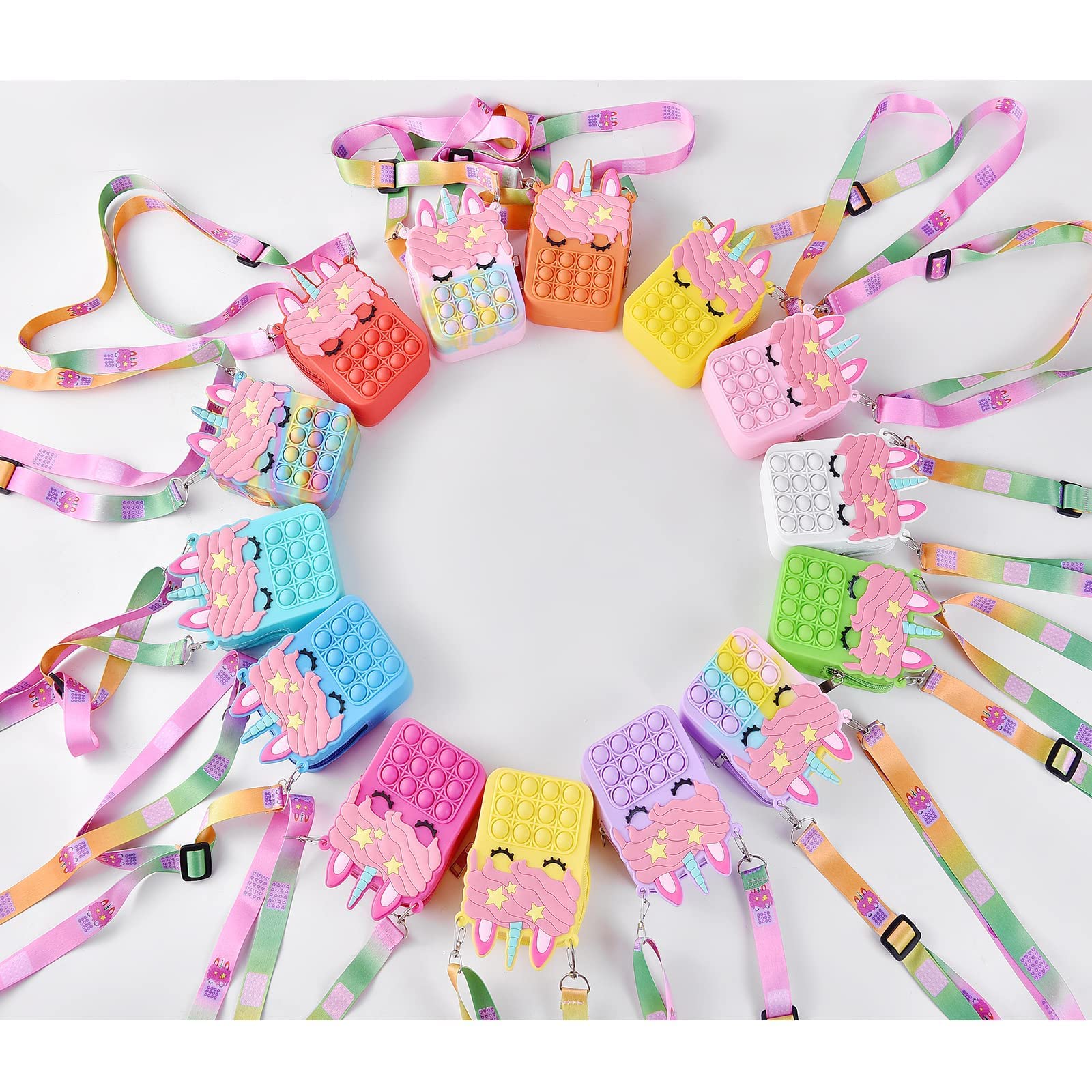 Unicorn Pop Purse for Girls Silicone Kids Bag Shoulder Toy Bubble Popper Lovely Sensory Stress Relief Students