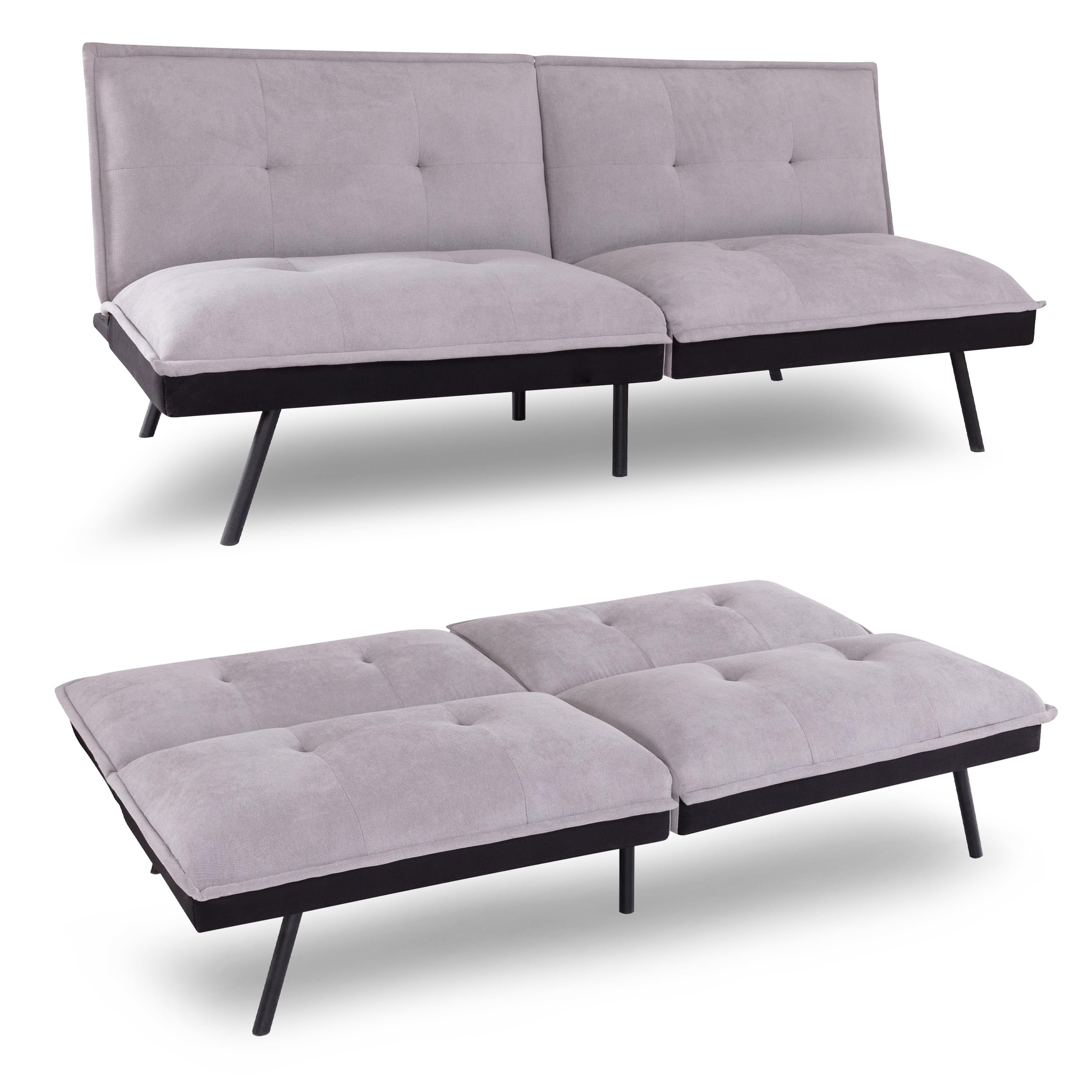 Futon Sofa Bed, Memory Foam Futon Couch with Adjustable Backrest, Multi-Functional Design Convertible Sofa Bed, Space-Saving Sleeper Sofa for Living Room(Brown-New)