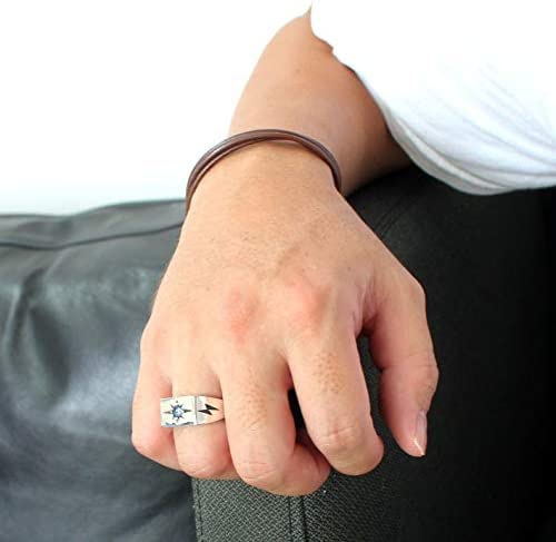 COSUMOSU 925 Sterling silver Thunder Lightning Bolt Sun Blue Topaz ring Adjustable