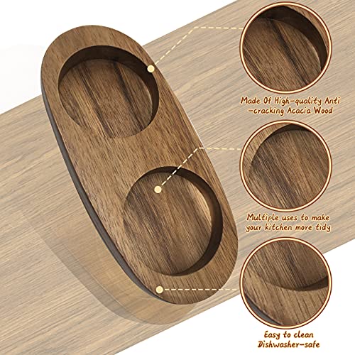 Salt and Pepper Mill Tray,Acacia Wood Tray, Salt & Pepper Grinder Accessories(Inner Dia 2.76 inch / 7cm)fit many Mills & Shakers