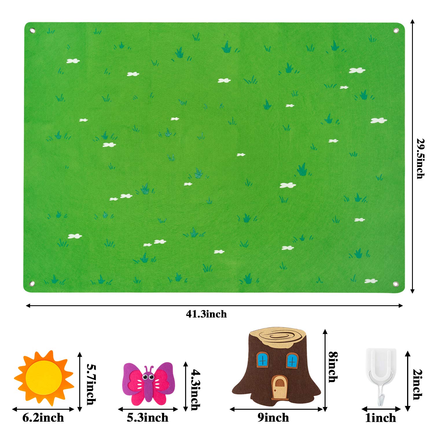 WATINC Insect Teaching Felt Board Story Set 3.5 Ft 45Pcs Preschool Bug Animals Caterpillar Bee Butterfly Dragonfly Storytelling Flannel Early Learning Play Kit Wall Hanging Gift for Toddlers (Green)