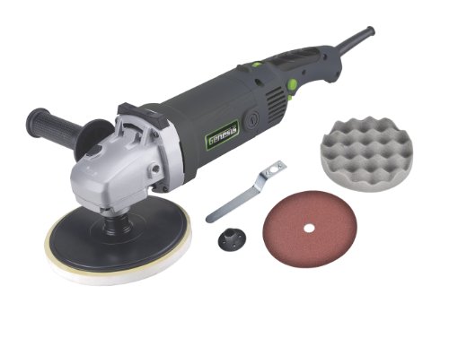 Genesis GSP1711 11 Amp 7" Variable Speed Sander/Polisher with Foam Polishing Pad, Hook and Loop Backer Pad, Sanding Disc, Rubber Backing Pad and Dual-Position Assist Handle
