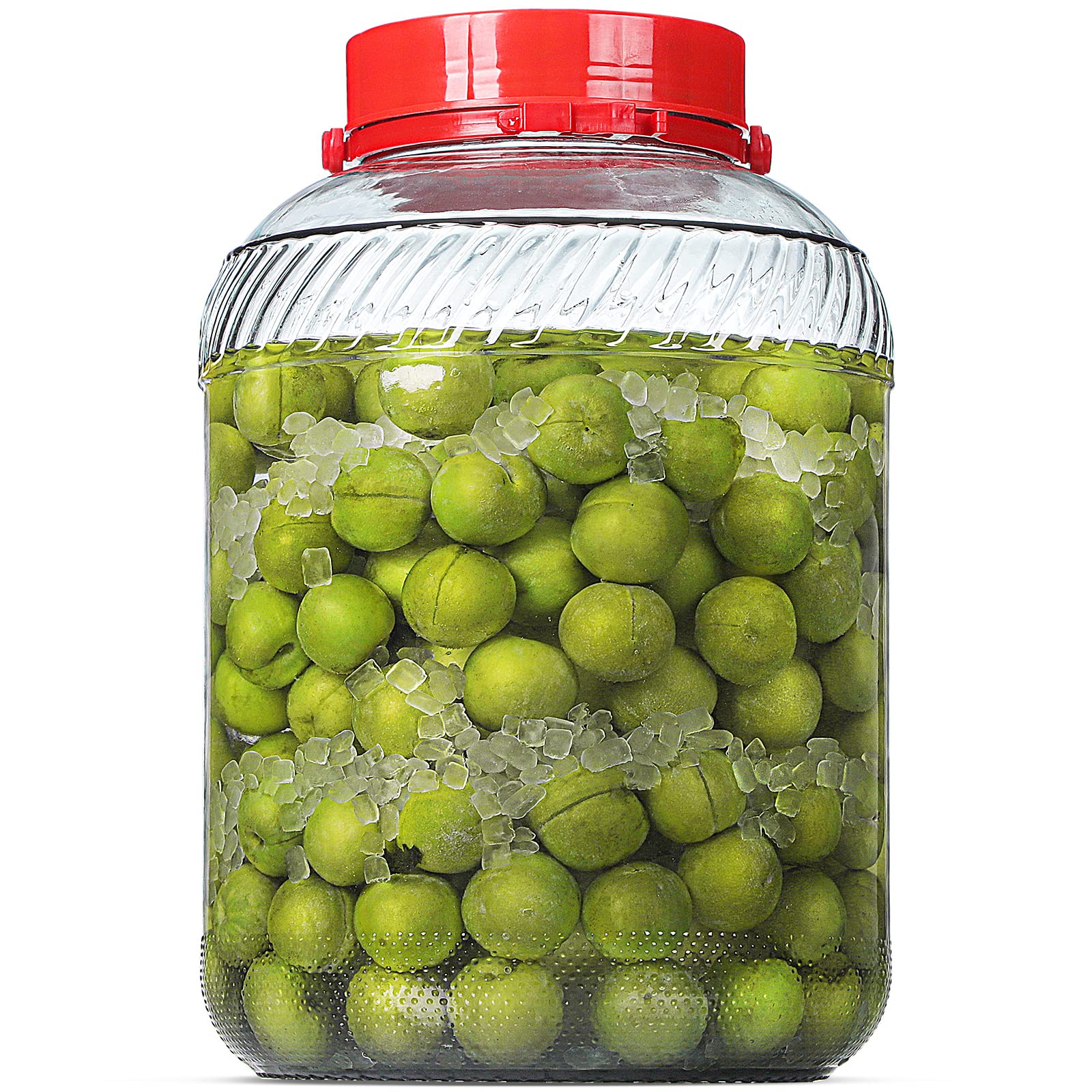 Daitouge Ulrta Large 4 Gallon(15200 ML) Glass Jar with Lid & Handle, Wide Mouth Canning Jars with Plastic Screw Lids, Glass Storage Jars BPA Free & Dishwasher Safe, 1 Pack
