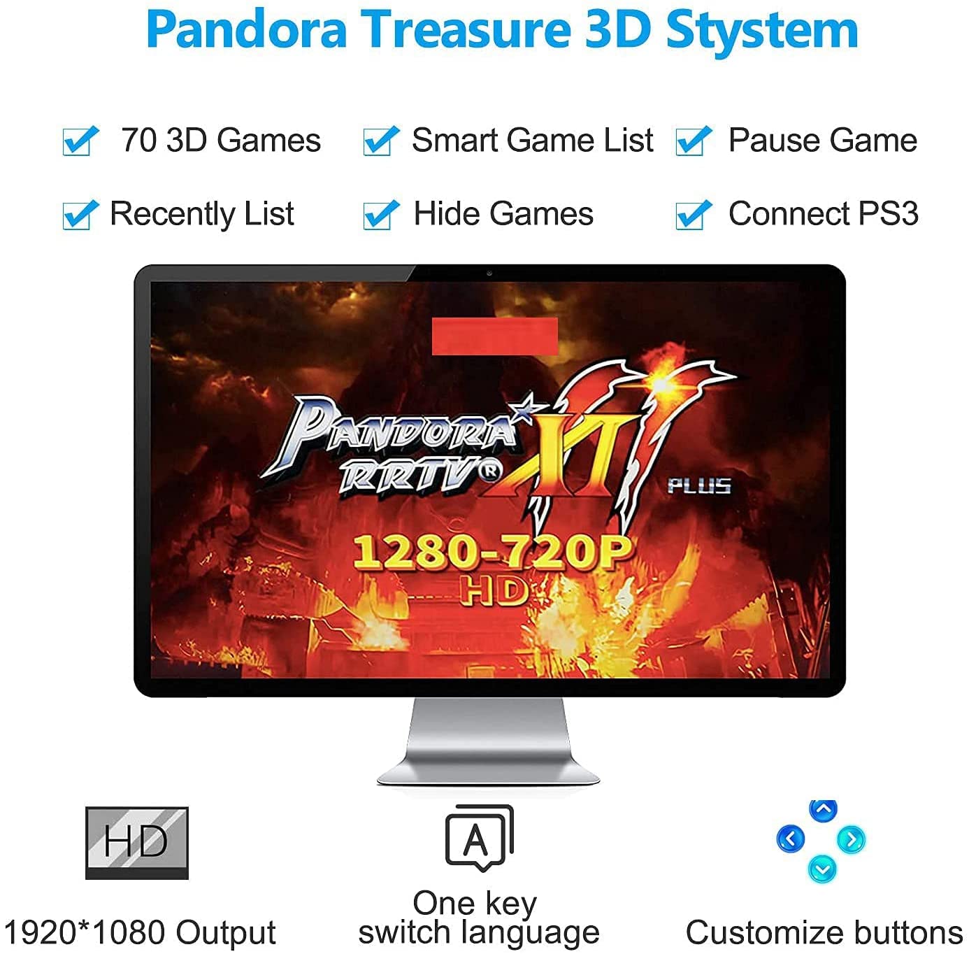 Best brose Pandora's Box 11 Arcade Game Console, 26800 Games Installed,Support 3D Games, Games Classification, Upgraded CPU, Support PS3 PC TV 4 Players, Favorite List (Blue)