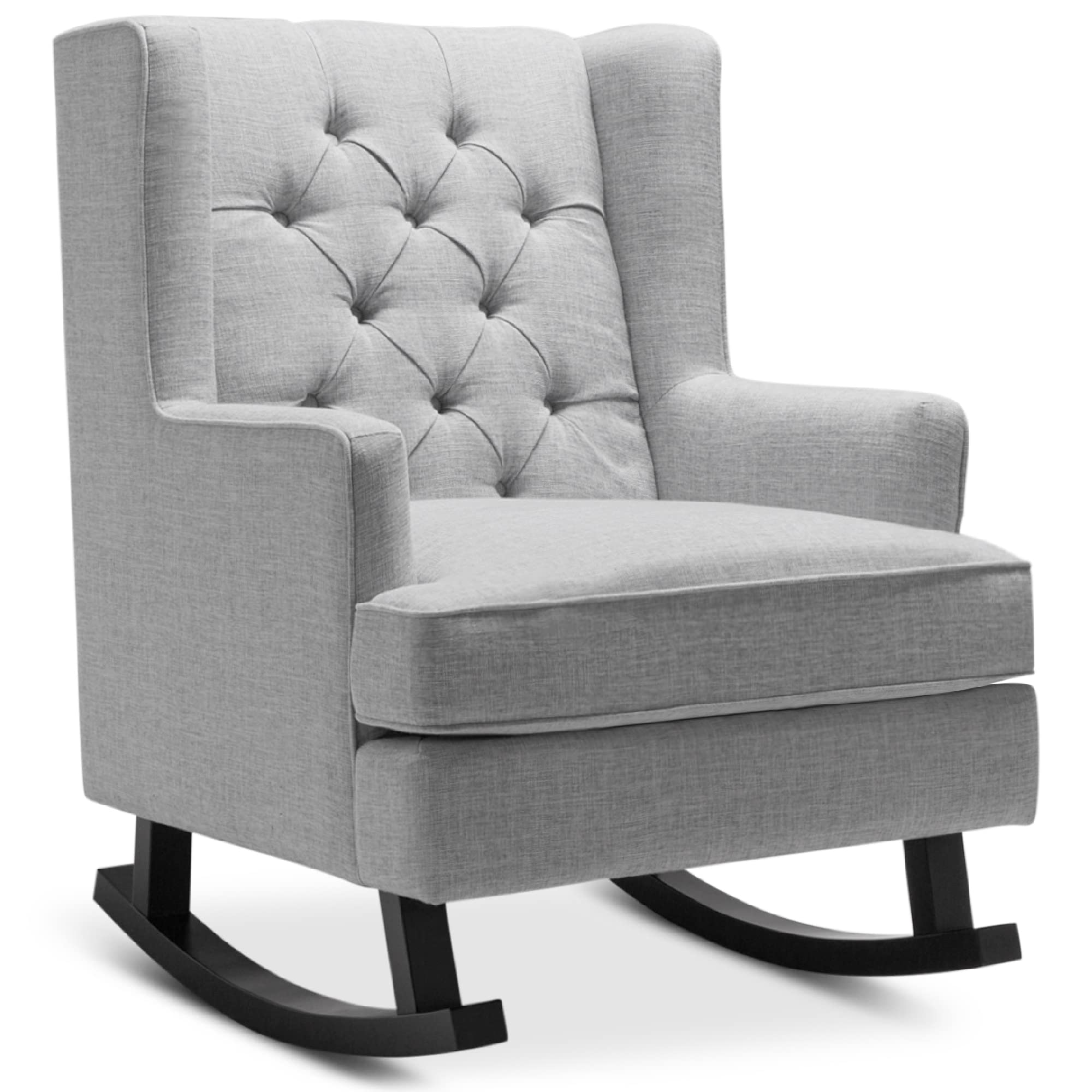 Best Choice Products Rocking Accent Chair, Tufted Upholstered Linen Wingback for Nursery, Living Room, Bedroom w/Wood Frame - Beige