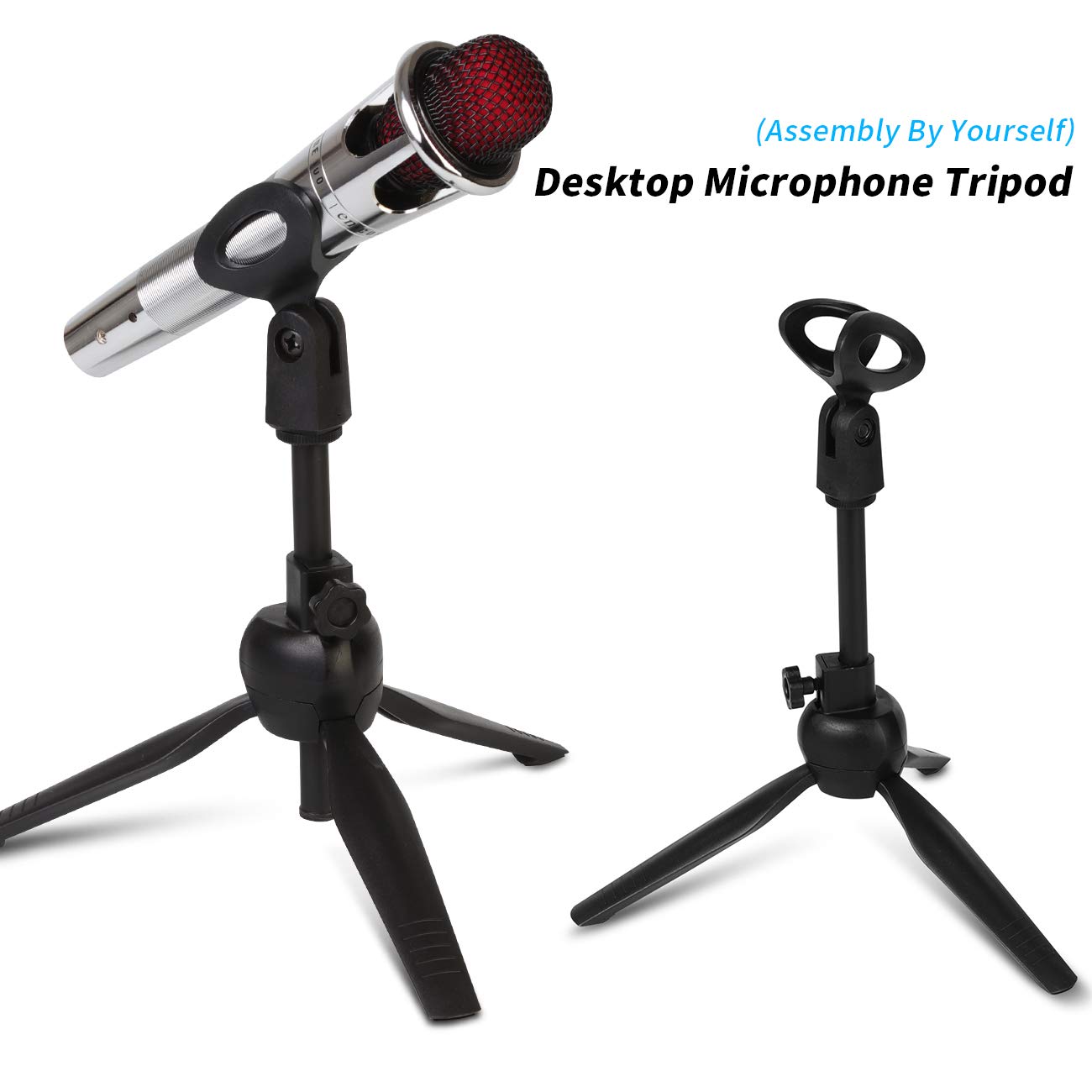 Bomaite L7 Mini Desktop Holder Table Tripod Mount Zinc Alloy Lightweight Bracket Practical Adjustable Portable Microphone Stand with Clamp