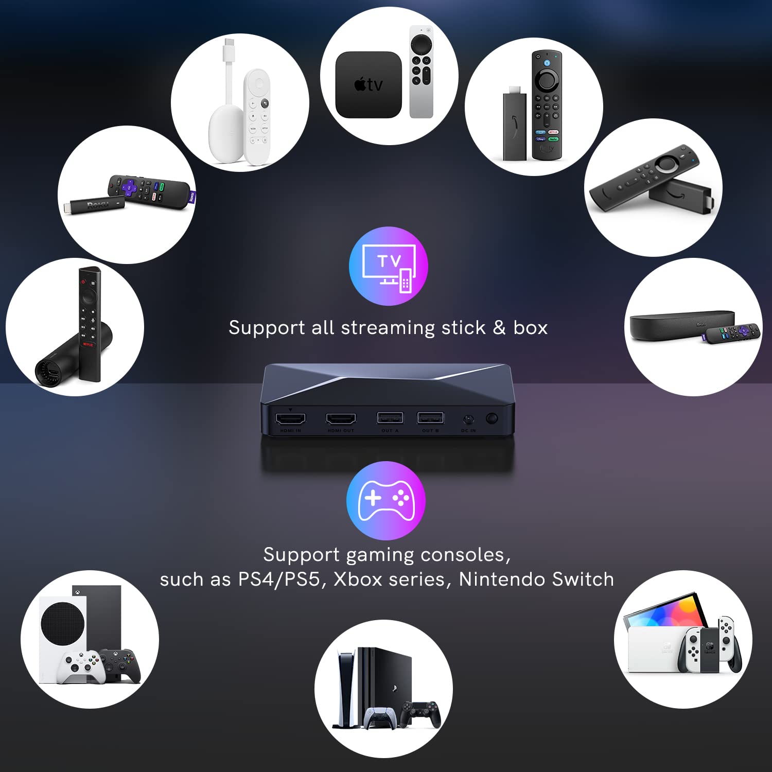 Dekala Smart LED Light Bars Gaming Lights TV Backlights Kit with HDMI 2.0 Box Sync with TV Picture Music, Backlights for 40 45 50 55 65 inch TV 4Pack LED Light Bar Voice/App Control, Work with Alexa