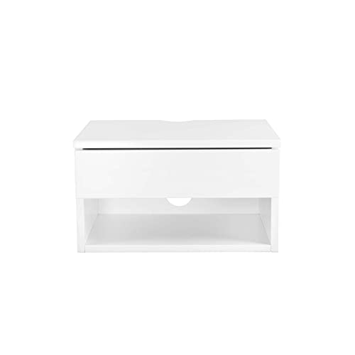 Nathan James Jackson Modern Floating Bedside Nightstand with Drawer, 1, White