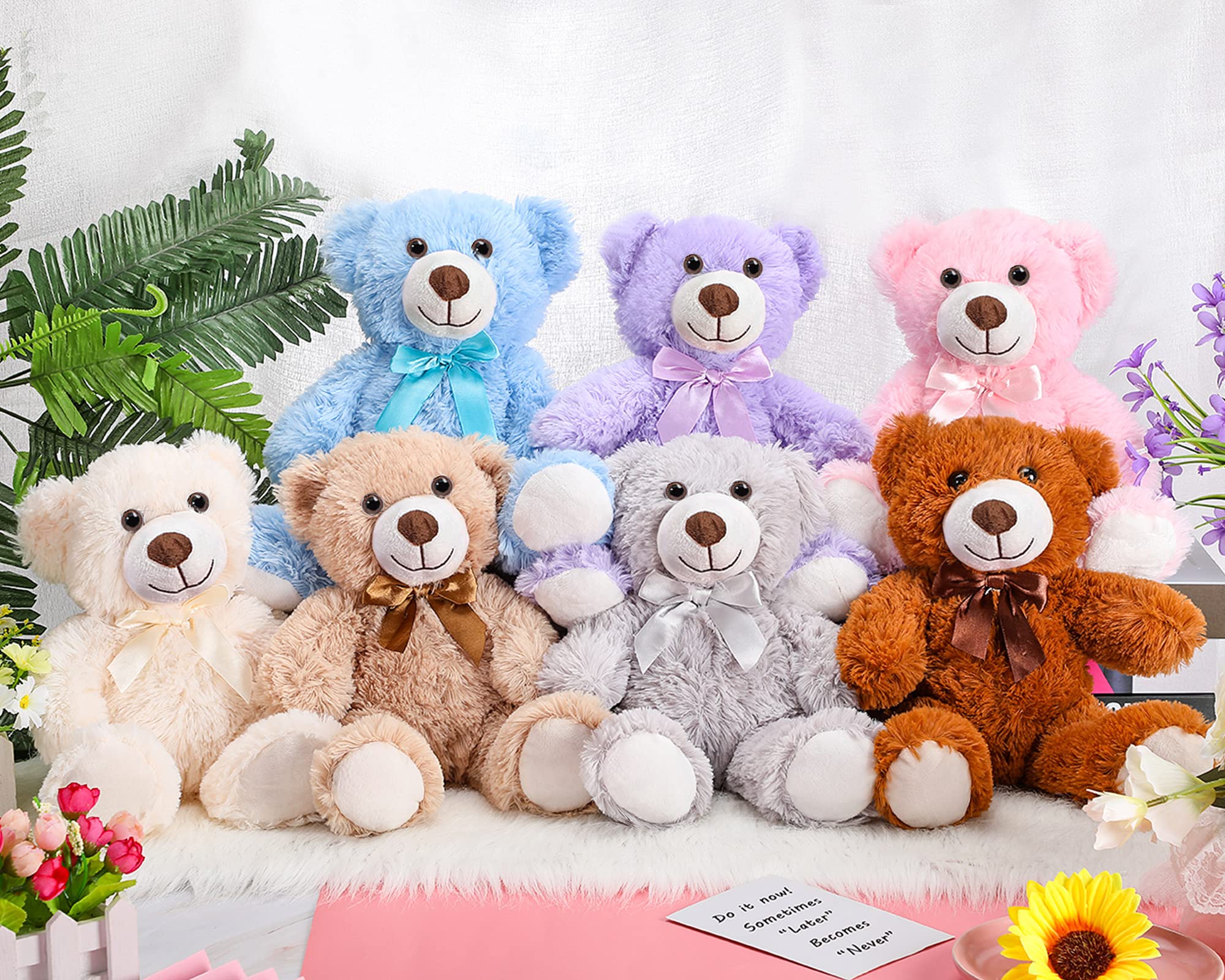 Zomiboo 7 Packs 14 Inch Plush Bear Stuffed Animals Plush Valentine Day Gift Soft Cute Stuffed Dolls Birthday Party Decorations(Cute Colors)