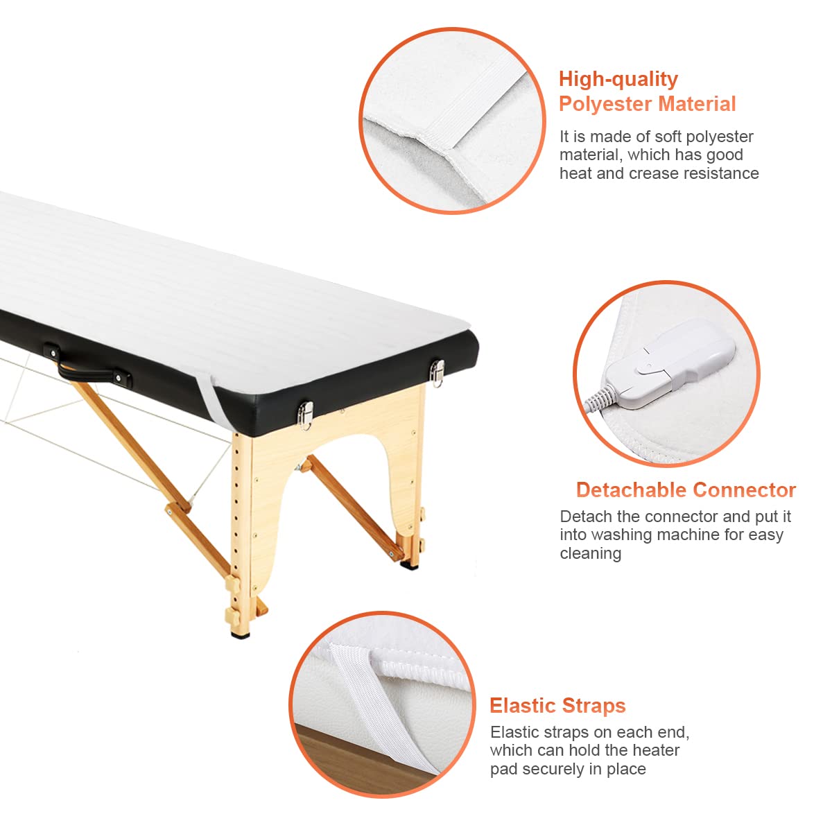 Giantex Standard Massage Table Warmer, Heated Mattress Pad, Spa Table Heating Pad with Three Heat Settings, Auto Overheat Protection, Fixed Elastic Bands, Portable 71x30 Inch Electric Table Warmers
