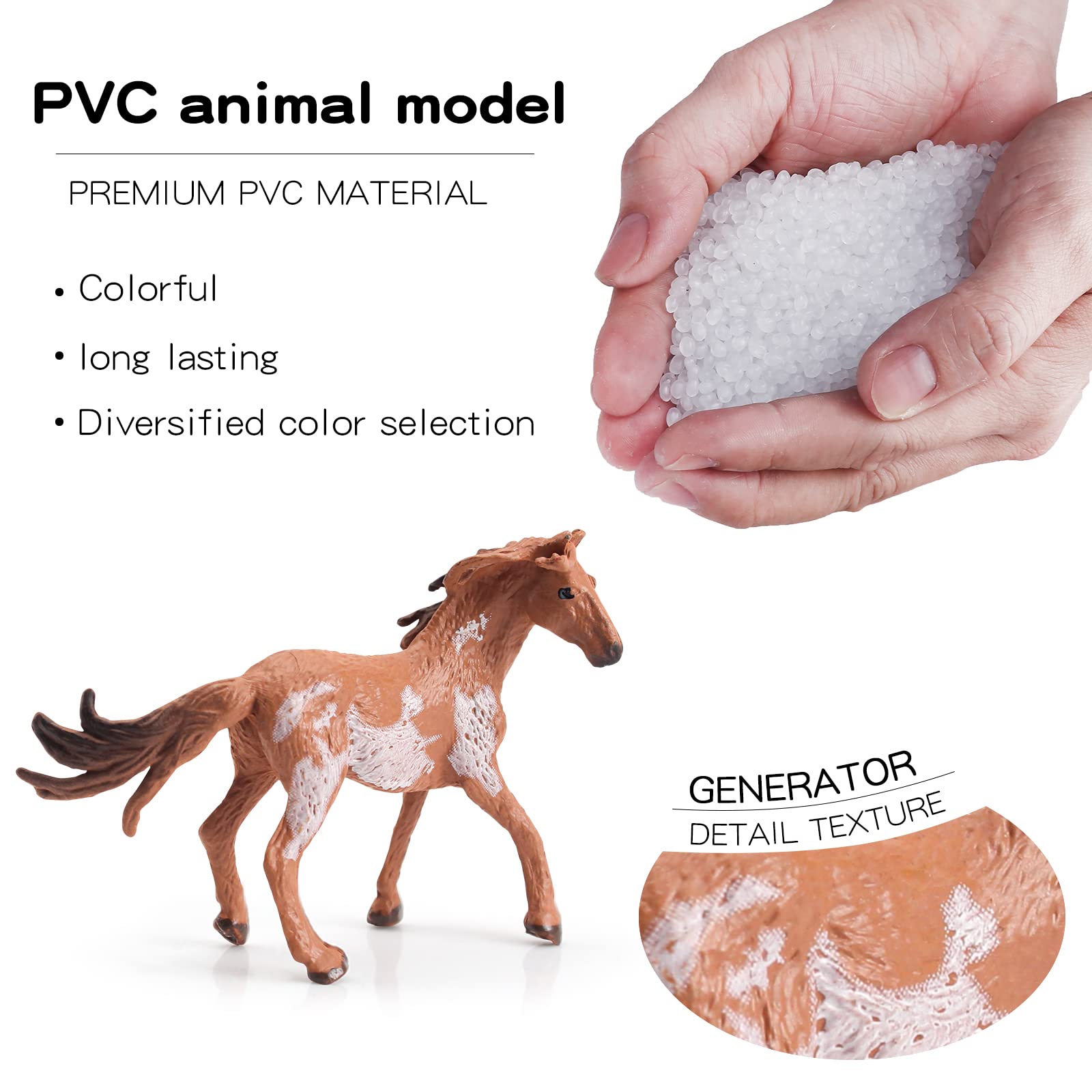 WONWONTOYS 12PCS Realstic Mini Horse Figurines Toy Palyset Arabian Horse Hannover Horse Morgan Stallion Solid Steed Model Set Early Educational Cognitive Toy for Kids