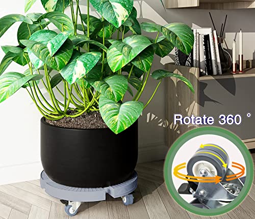 IVONNEY Large Plant Stand with Wheels, Adjustable Rolling Plant Caddy 14.6-20 Inch, Heavy Duty Plant Dolly with Wheels for Outdoor Planters, Garden Pot Mover (440lbs Capacity)