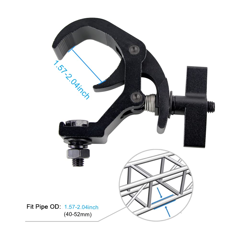 V-Show DJ Light Truss Clamps - C Clamp Mounting Truss Bracket Hook Clamp, Heavy Duty 330lb Aluminum Alloy Truss Clamp for DJ Par Light Fits 1.57-2.04 Inch Truss (4 Pack)