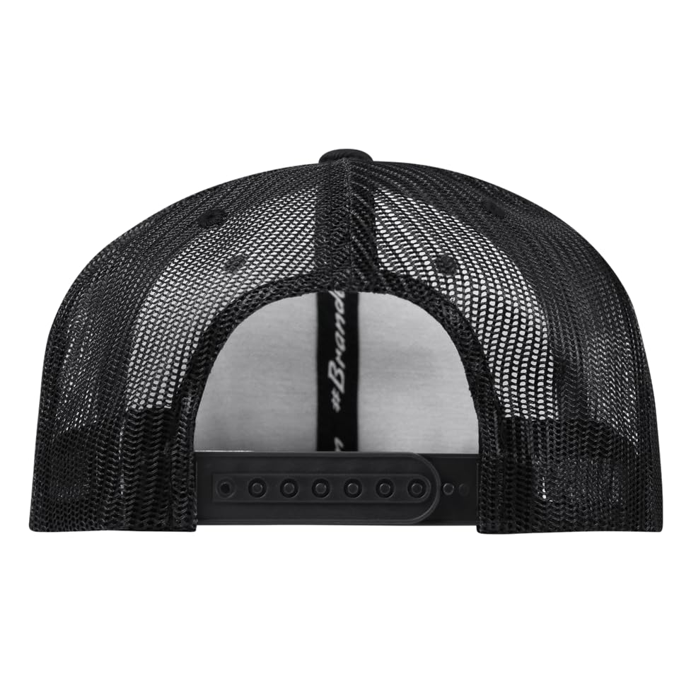 Branded Bills Old Glory Midnight Leather Black Flat Trucker, Snapback Closure, Lightweight, Comfortable Baseball Cap
