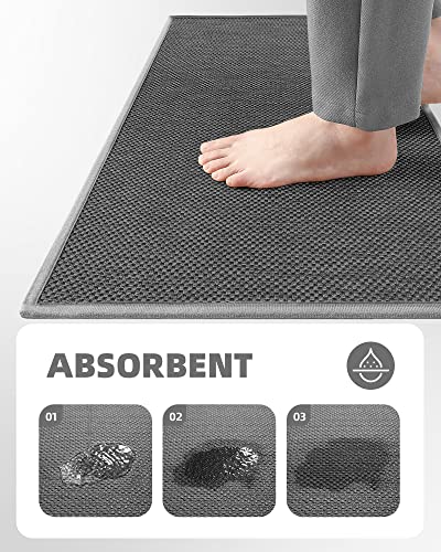 Color&Geometry Kitchen Rugs and Mats Non Slip Washable, Absorbent Kitchen Mats Woven Kitchen Runner Rug Easy to Clean Kitchen Floor Mats for in Front of Sink, Laundry Room, Hallway, 17βx71β, Grey