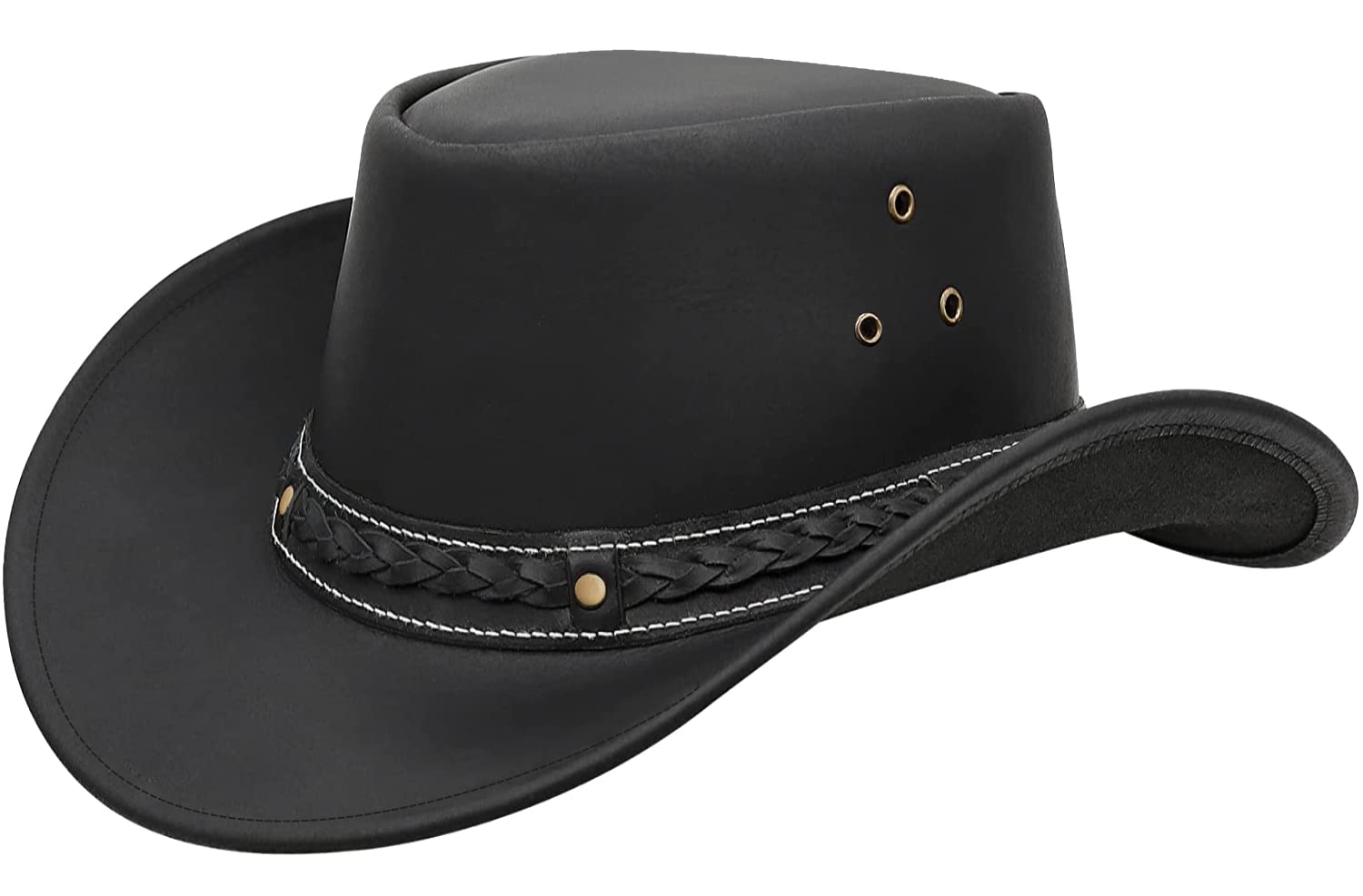 BRANDSLOCK Cowboy Hat for Men Women Lightweight Handcrafted Western Shapeable Wide Brim Durable Hat Black (XL)