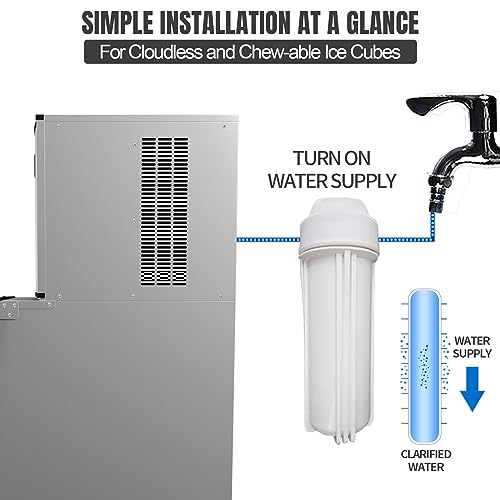 XPW Commercial Ice Maker Machine - 550LBS/24H with 350LBS Bin 1200W Ultra Strong Compressor, Stainless Steel Construction Fully Automatic Operation Perfect for Bar Restaurants and Business