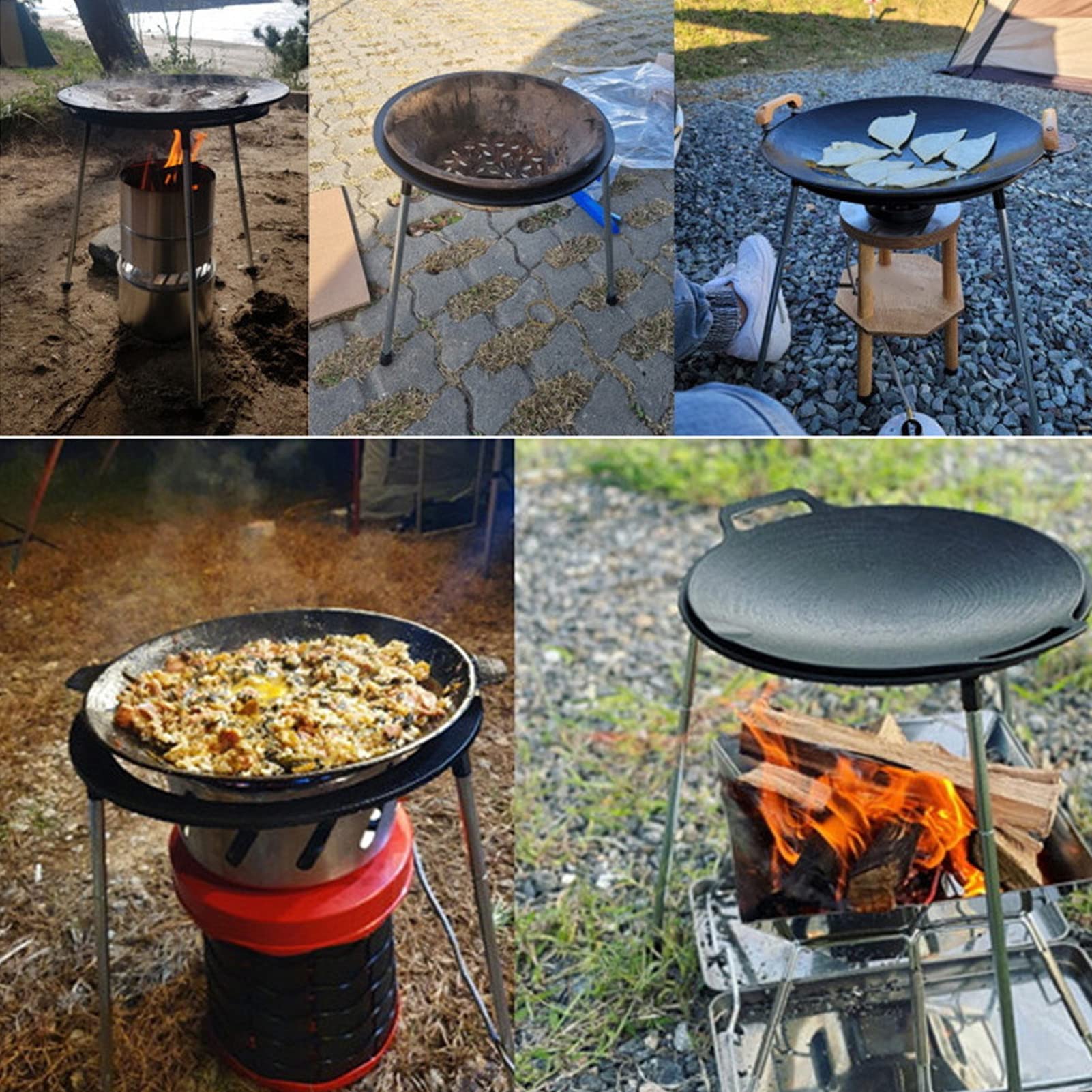 Campfire Tripod Stainless Steel Camping Tripod Grill Portable Open Flame Tripod Stand for Outdoor Cooking Garden Grills