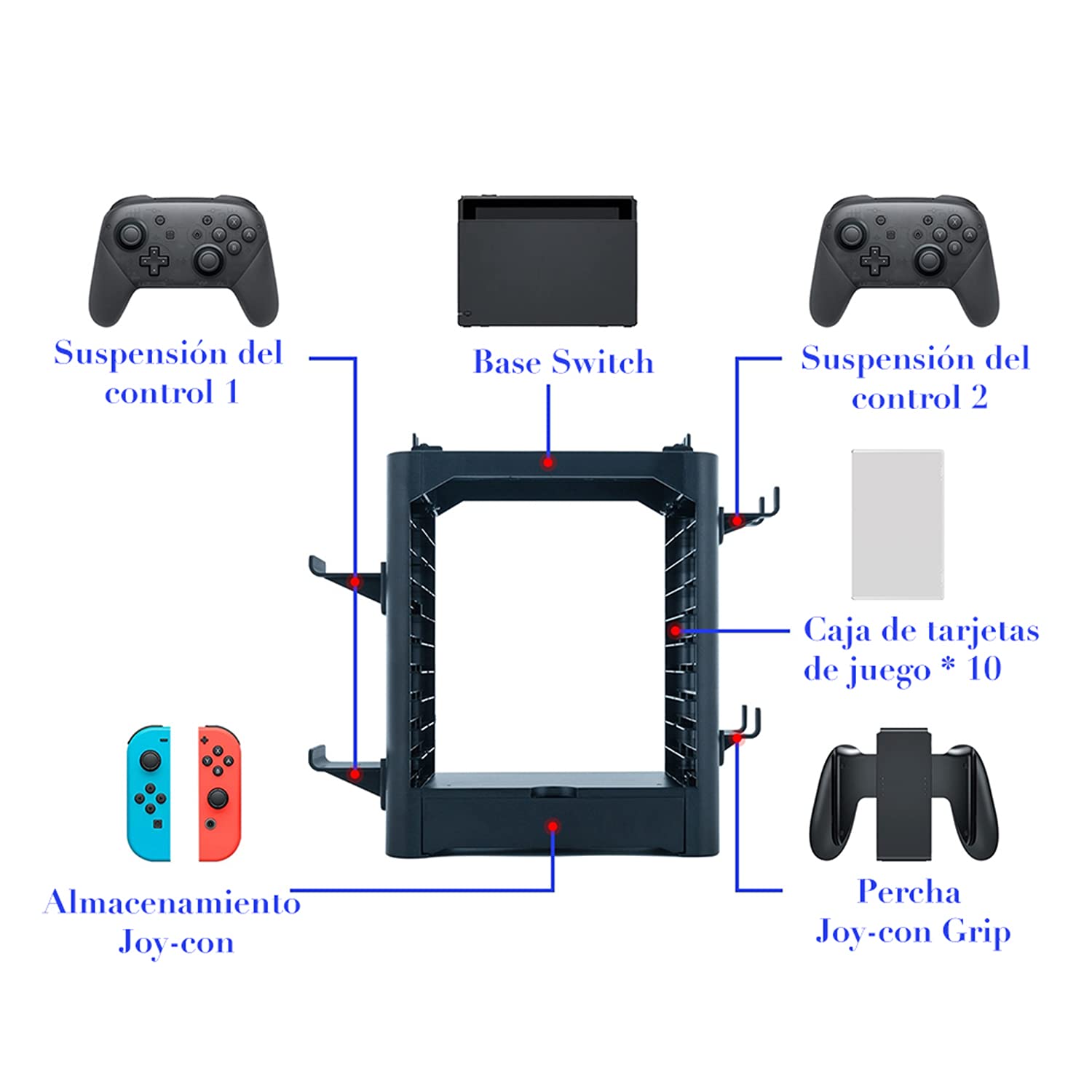 Brandtrendy Nintendo Switch Game Holder Game Disk Rack and Controller Organizer Compatible with Nintendo Switch and Accessories Video Games - Game Storage Tower for Nintendo Switch