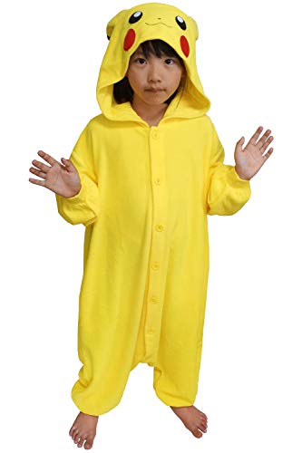 SAZAC Kigurumi - Pokemon - Pikachu - Onesie Jumpsuit Halloween Costume - Kids Size (7-9 Year Old) Yellow