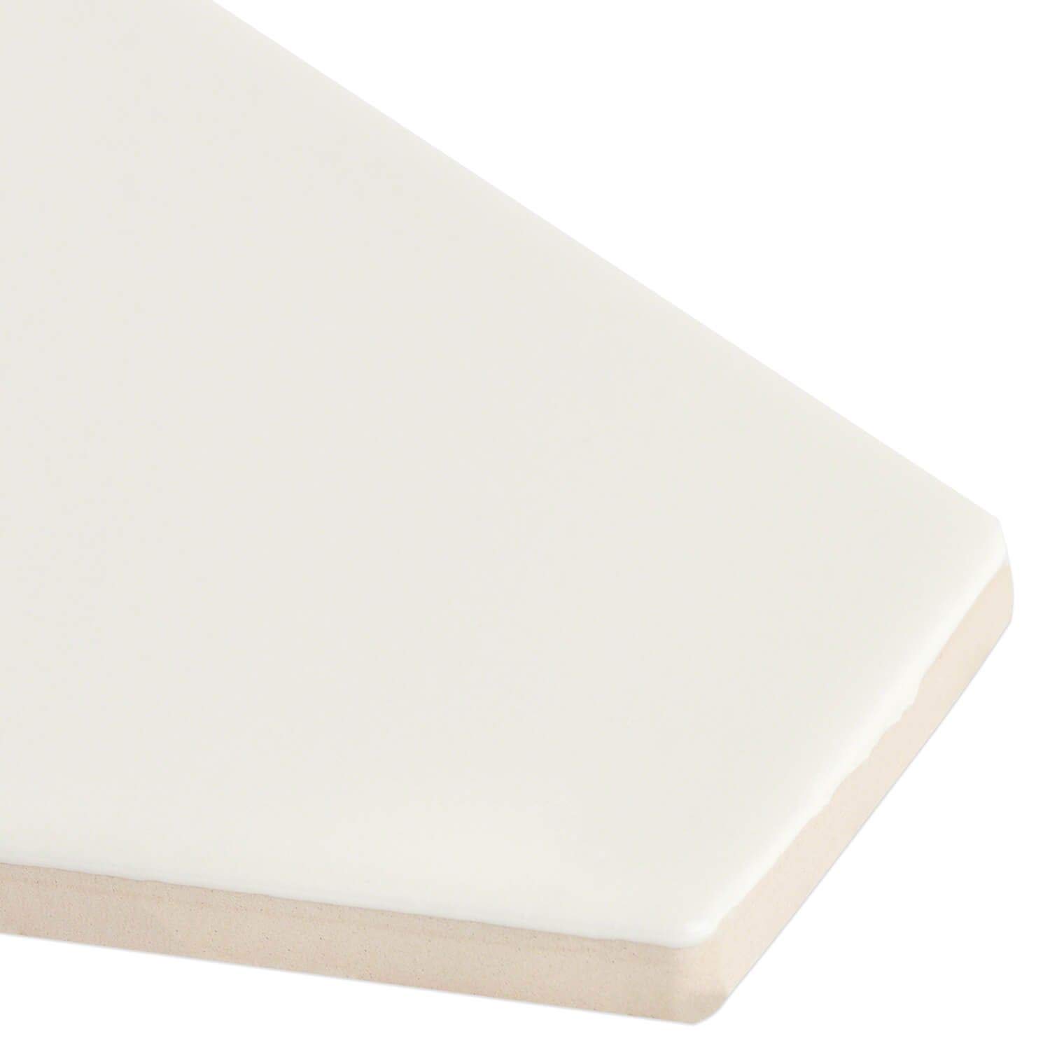 Birmingham Hexagon Vanilla 4 in. x 8 in. Glazed Ceramic Tile Sample
