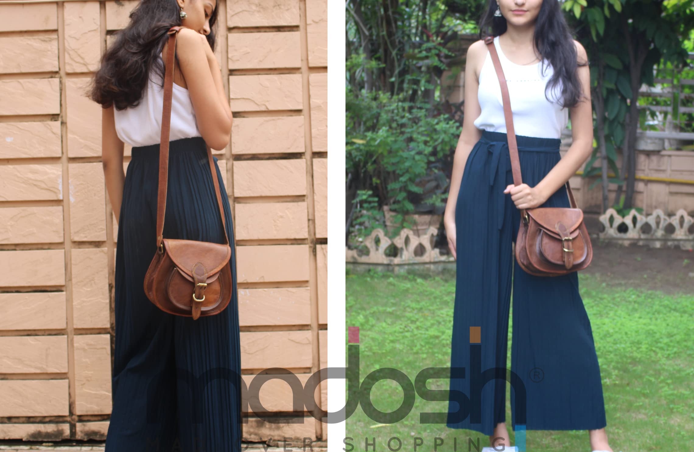 Madosh, Genuine Leather Crossbody Bag Women's Messenger Side Shoulder Brown Cross-Over Purse