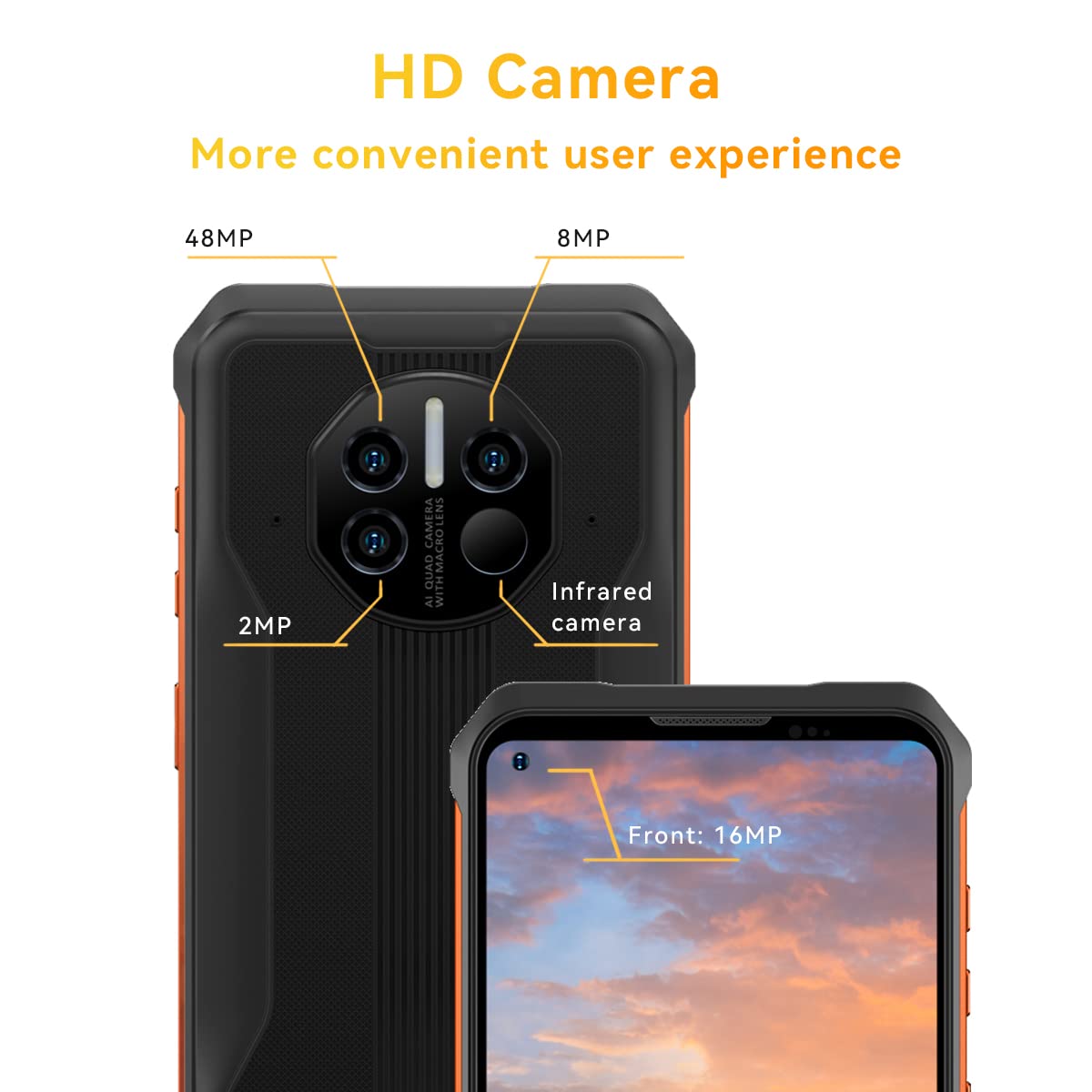 Dorland Extreme 5G Rugged Smartphone Cell Mobile Phone Industrial Intrinsically Safe Outdoor Unlocked Dual SIM 8GB+128GB 6.39inch FHD Screen Android 11 IP68 Waterproof Explosion Proof