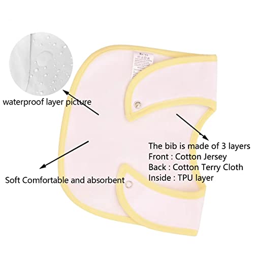 Maiwa 6 Pack Large Cotton Waterproof Baby Toddler bibs with Snaps for drooling teething eating girls 3-24 M