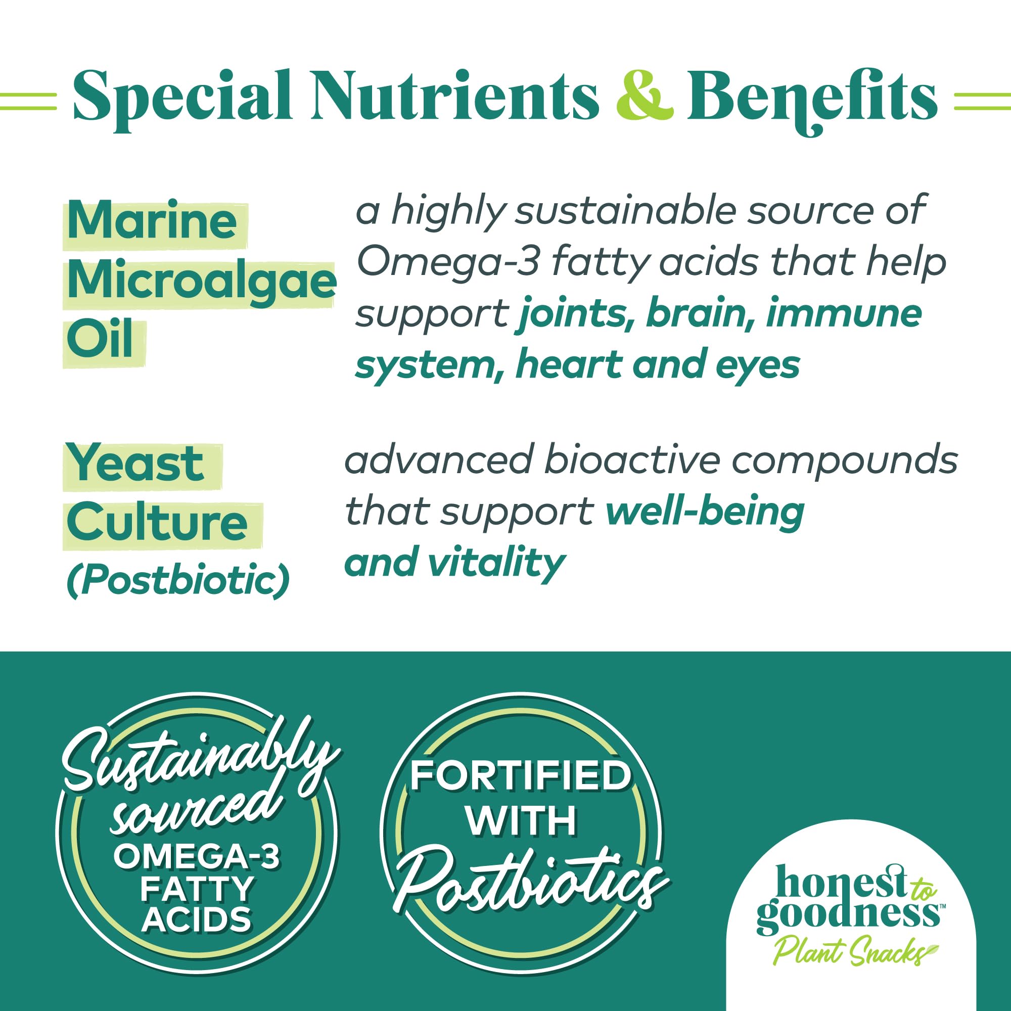 Honest to Goodness Plant Snacks Dog Treats, Enriched with Omega 3s & Postbiotics, 8oz Variety Pack, 4 Bags