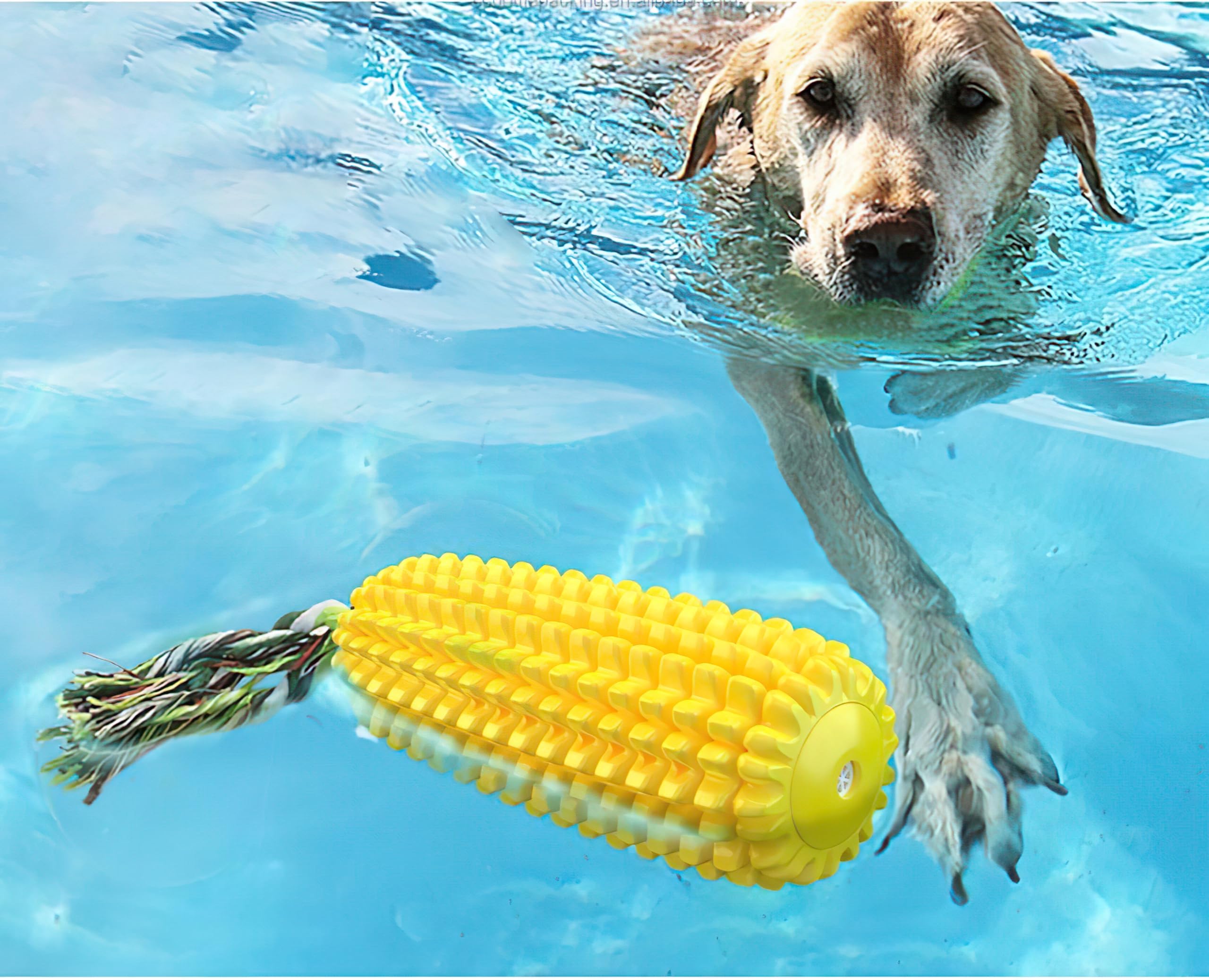 Generic Dog Chew Toys for Aggressive Chewers β 2 Pcs Set Indestructible Tough Durable Squeaky Interactive Dog Corn Stick Toys for Small Medium Large Pet Super Fun Puppy Teeth Chew, Yellow