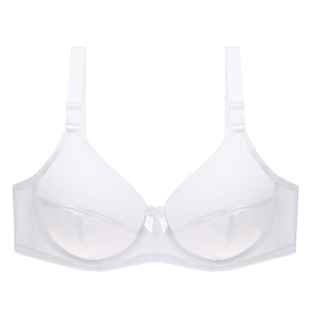 JFLYOU-Bra for Women,New Large Smooth Bra Comfortable Cooling Ladies Bra Adjustment Underwear(White,85E)