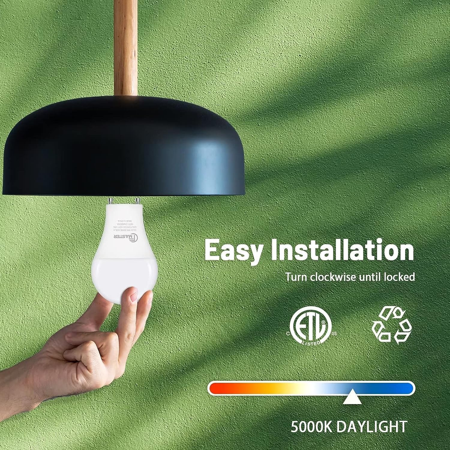 CFMASTER GU24 Led Light Bulb, 9W(100W Equivalent), 5000K Daylight, A19 Shape GU24 Light Bulb, 800 Lumens GU24 Led Bulb, CRI 85, Non-Dimmable ETL Listed(8-Pack)