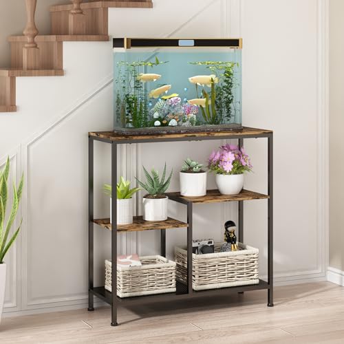 GILLAS Sofa Table, 3 Tier Console Table for Entryway, Narrow Entry Table & Open Storage Shelves, Skinny Side Table for Living Room, Hallway, Entrance Hall, Corridor, Bedroom, Rustic Brown and Black