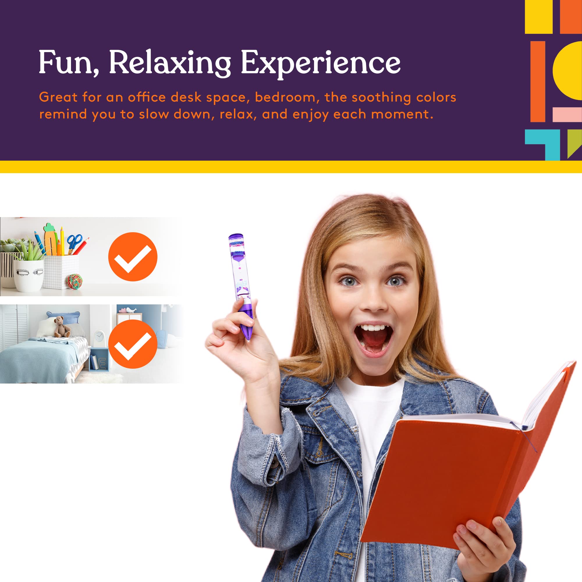 Special Supplies Liquid Motion Bubbler Pens, 6-Pack Colorful Hourglass Timer with Droplet Movement, Bedroom, Sensory Play, Cool Home or School (Pack of 6 Pens)