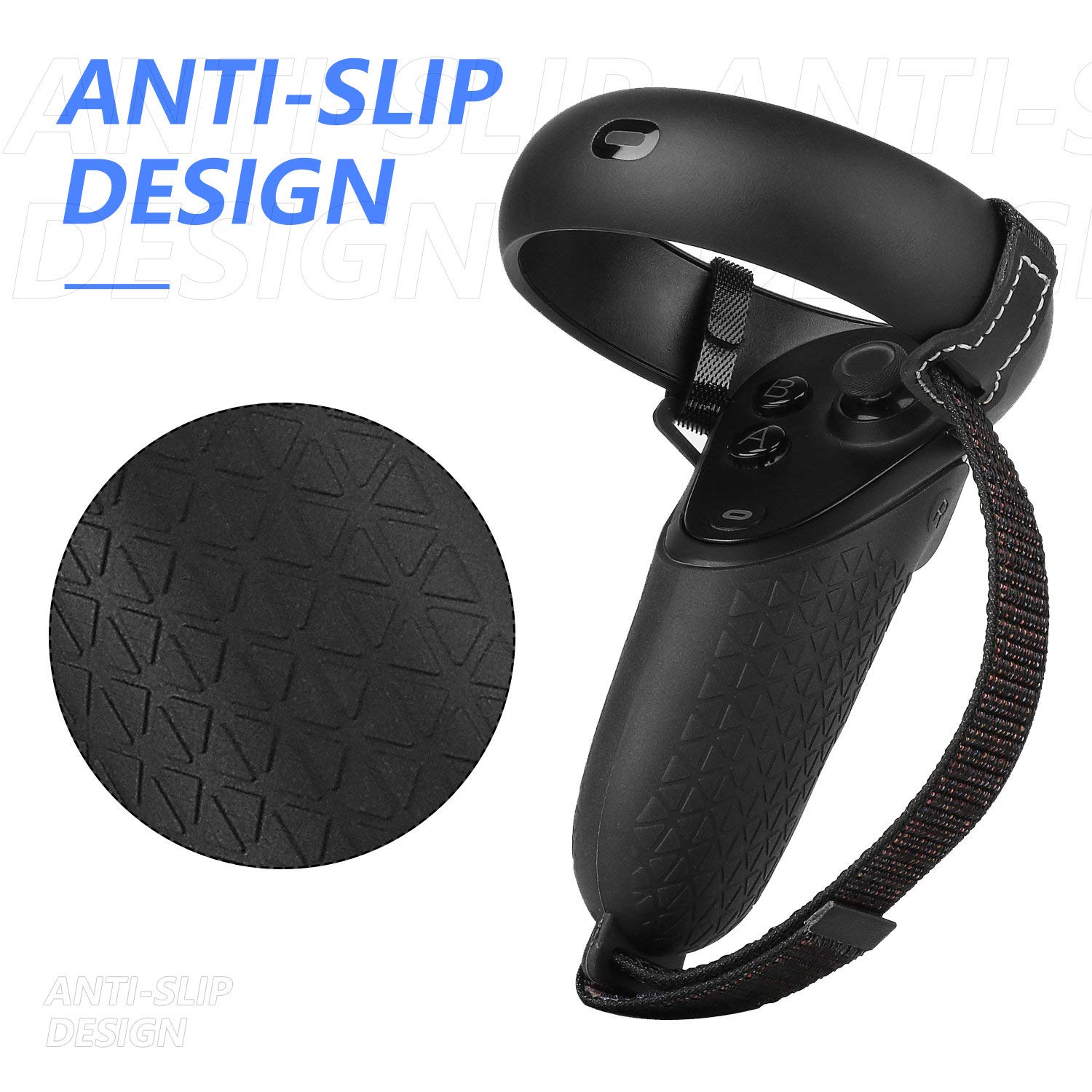 COOLWUFAN Touch Controller Grip Cover for Oculus Quest/Oculus Rift S Protective Sleeve Handle Case Shell Accessories with Adjustable Wrist Strap/Sweat-Proof/Non-Slip (Black)(Not Fit Quest 2)
