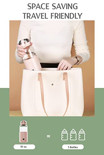 MOMOLIA Portable Water Warmer for Formula, Breastmilk, Precise Temp Control, 10 oz. Rechargeable, Wireless Bottle Warmer for Car, Travel, Outdoor, Battery Powered(White)