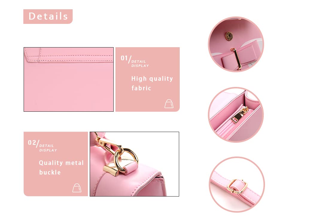 JHVYF Women's Cute Wings Bow Top Handle Cross Body Shoulder Bags Girls Kawaii Handbag Pink 354343