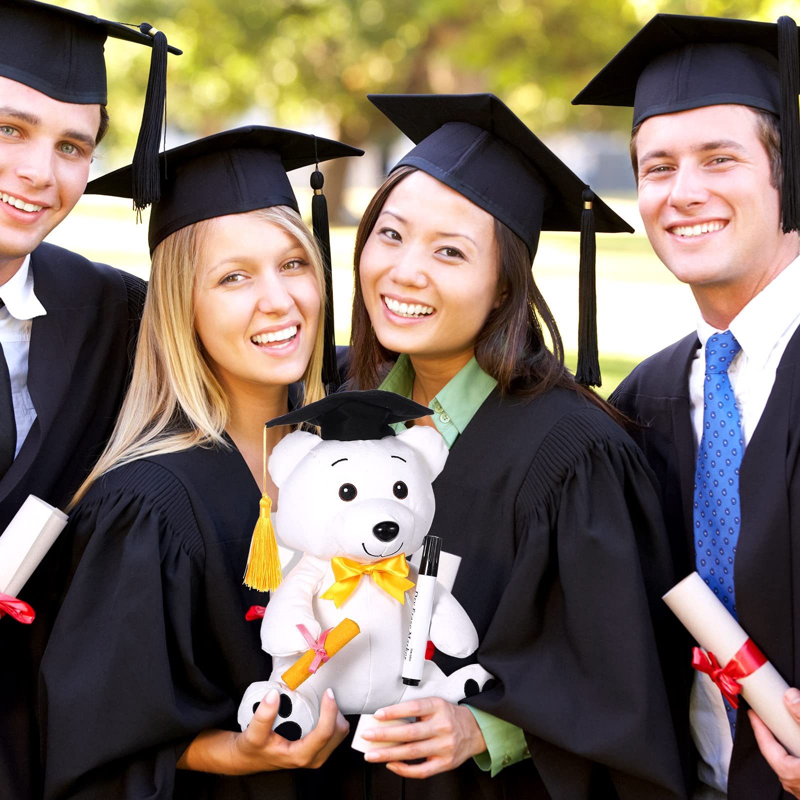 Zomiboo Graduation Autograph Stuffed Animal 2025 Smooth Fabric Stuffed Toy with Congrats Grad Plush Autograph Stuffed Animal with Black Marking Pen for Graduate Student Party(Canvas Dog)