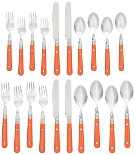 Ginkgo International Le Prix 20-Piece Stainless Steel Flatware place Setting, Persimmon, Service for 4