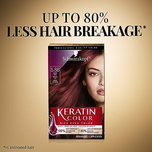 Schwarzkopf Keratin Color Permanent Hair Color Cream, 5.88 Deep Red, 1 Kit