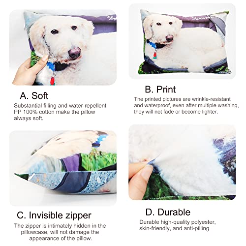 OARSE Customized Pillow Cover with Picture Name Printed Pillows Using Your Own Photos Throw Pillowcase Personalized Valentines Christmas House Warming Gifts - Insert Optional