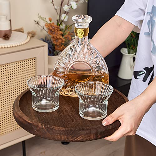 Yangbaga 11.8InWood Rustic Round Decorative Serving Tray,Ottoman Centerpiece Candle Holder Trays ,Farmhouse Tray for Kitchen Countertop& Home Decor &Coffee Table