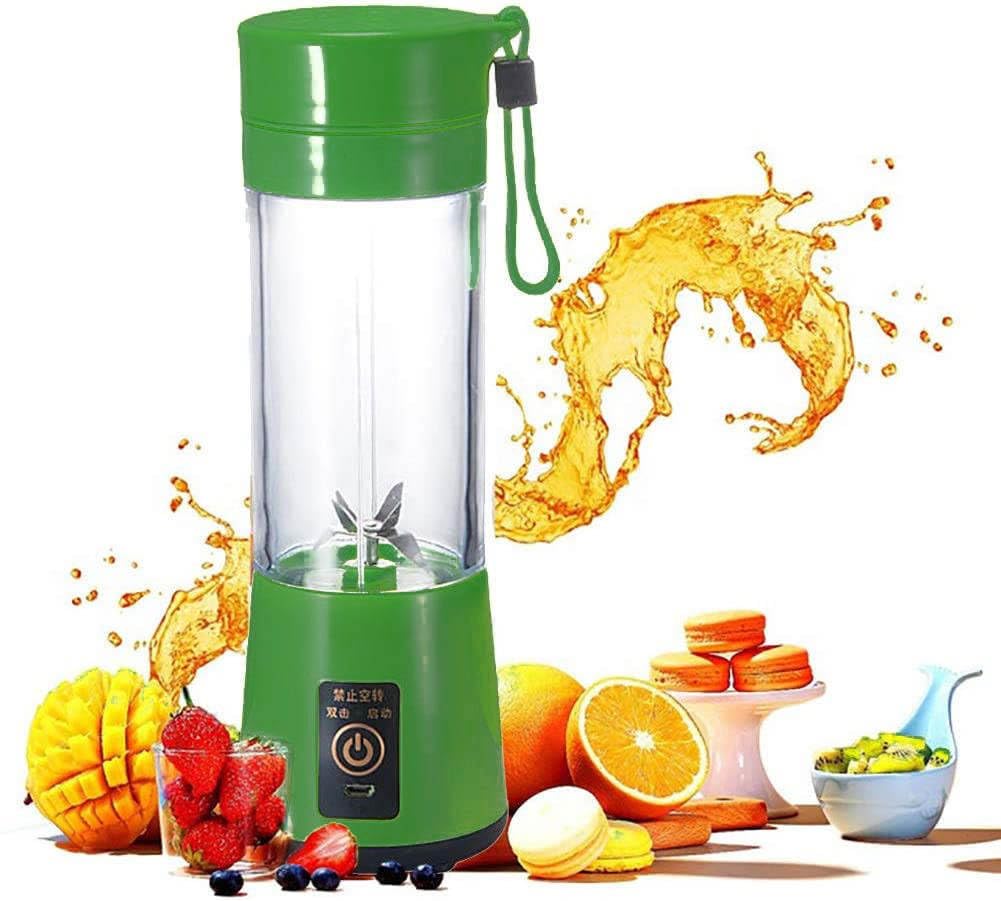 Generic Portable Blender USB Rechargeable Best Personal Blender for Shakes and Smoothies, with 4 Ultra-sharp Blades for Travel, Office & Sports (Green), SMALL
