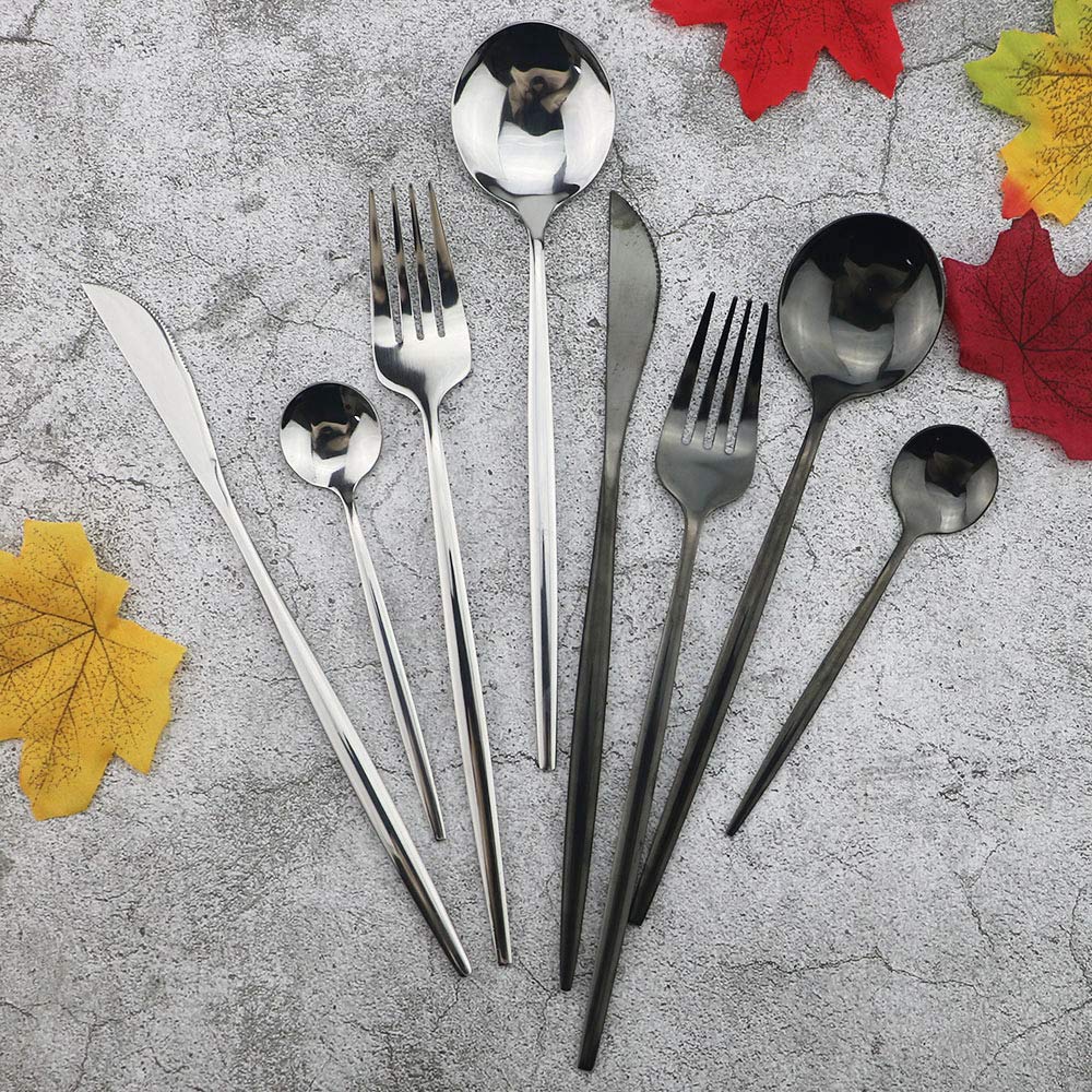 JASHII 24 Pieces Silverware Flatware Cutlery Set, Stainless Steel Tableware Silverware-Service for 6 Dishwasher Safe Full Set Flatware Durable (Silver)