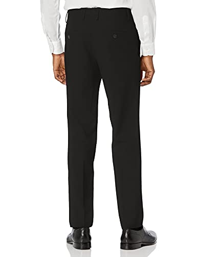 Kenneth Cole REACTION mens 4-way Stretch Solid Gab Slim Fit Dress Pants, Black, 34W x 32L US