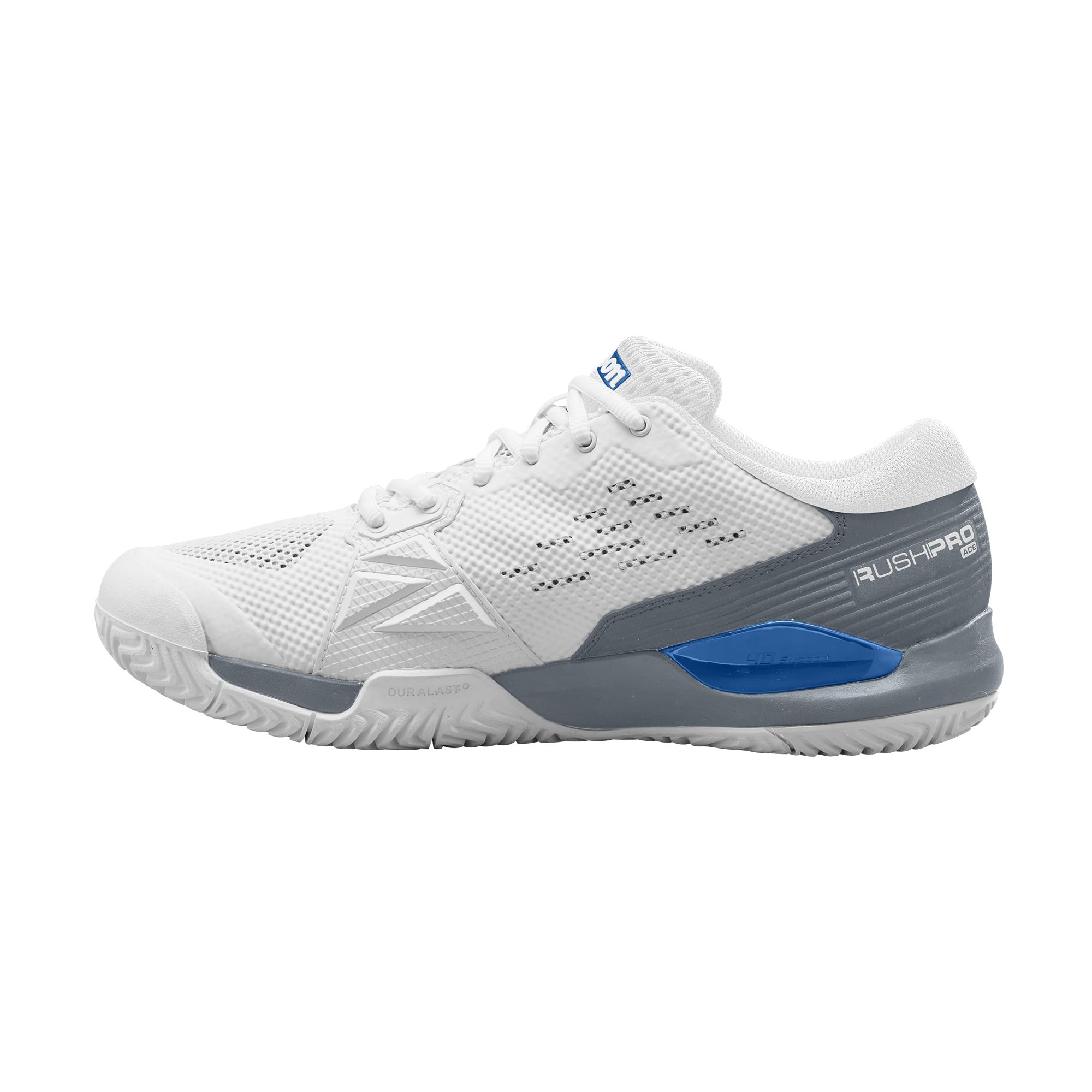 WILSON Men's Rush Pro Ace Pickler Sneaker, White/Grey/Classic Blue, 7.5